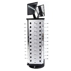 ONEPOINTPOINT Glasses Display Stand 360° Rotating 44 Pairs of Sunglasses Eyewear Holder Display Rack with Mirror (Square)