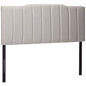Zinus Satish Upholstered Channel Stitched Headboard in Light Grey, Full