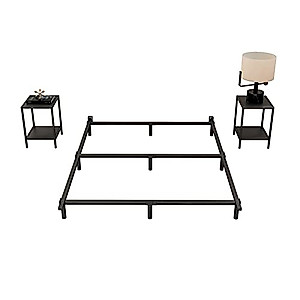 NEW JETO Metal Bed Frame - Sturdy Platform Bed Frame Heavy Duty Non-Slip Bed Frame Black Queen Bed Frame 9 Leg Support Easy to Assemble，Suitable for Without Taking Up Space and Easy to Move