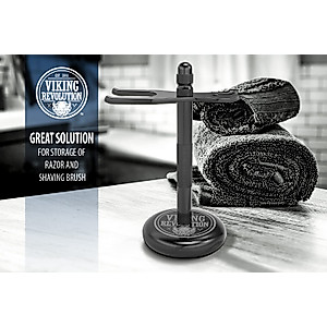 Viking Revolution Black Safety Razor Stand - Razor Holder and Shaving Brush Stand to Prolong the Life of Your Razor - Weighted Bottom for Extra Stability