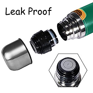 Stainless Steel Leather Vacuum Insulated Mug Pawpaw Thermos Water Bottle for Hot and Cold Drinks Kids Adults 16 Oz