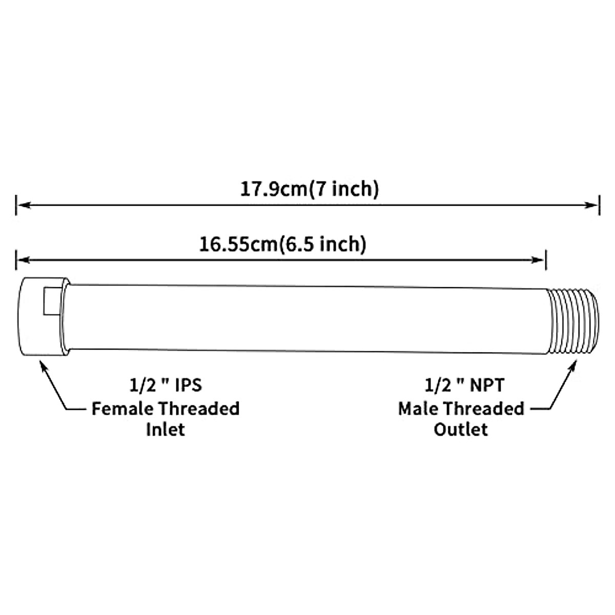 G-Promise Solid Brass Shower Head Extension Arm, 7 Inch Shower Arm Extension, Shower Head Extender, Lower Shower Head, All Solid Brass Construction, Chrome (shower arm extension)