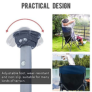 Homcosan Portable Camping Chair Folding Quad Outdoor Large Heavy Duty Support 330 lbs Thicken 600D Oxford with Padded Armrests, Storage Bag, Beverage Holder, Carry Bag for Outside(Blue)