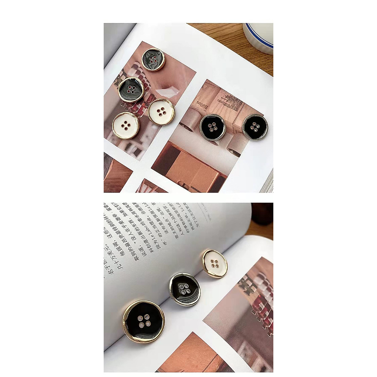 12PCS Four-Eye Metal Button Suit Buttons Crafts Button Decorative Buttons for Sewing DIY (10mm, Gold)