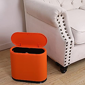 Sooyee 2.4 Gallon Slim Smart Trash Can, Orange, Plastic