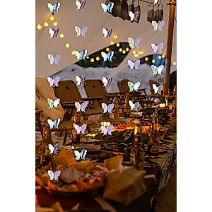 Goresory 4Piece Butterfly Hanging Garlands 3D Laser Butterfly Streamers Decoration for Wedding Birthday Party Bridal Shower Decorations (Laser)
