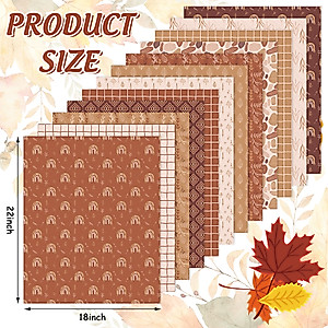 Whaline Terracotta Boho Cotton Fabric Bundles Fall Maple Leaf Plaid Rainbow Printed Fat Quarters Autumn Sewing Fabrics for DIY Handmade Crafting, 18 x 22 Inch