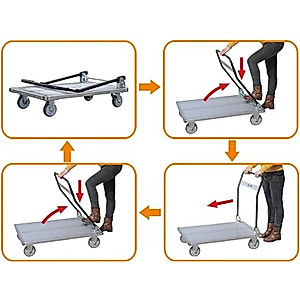 Platform Truck Flat Handtruck Aluminium Platform Truck Load 330-440 Lbs Folding Push Cart Metal Moving Dolly Cart Portable Flatbed Cart Reliable