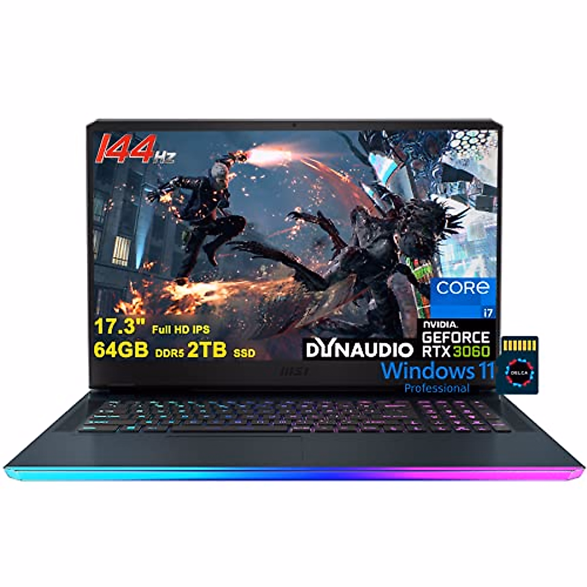 MSI GE76 Raider Gaming Laptop I 17.3" Full HD IPS 144Hz I 12th Gen Intel 14-core i7-12700H I 64GB DDR5 2TB SSD I GeForce RTX3060 6GB I Backlit Thunderbolt Dynaudio Win11Pro + 32GB MicroSD Card