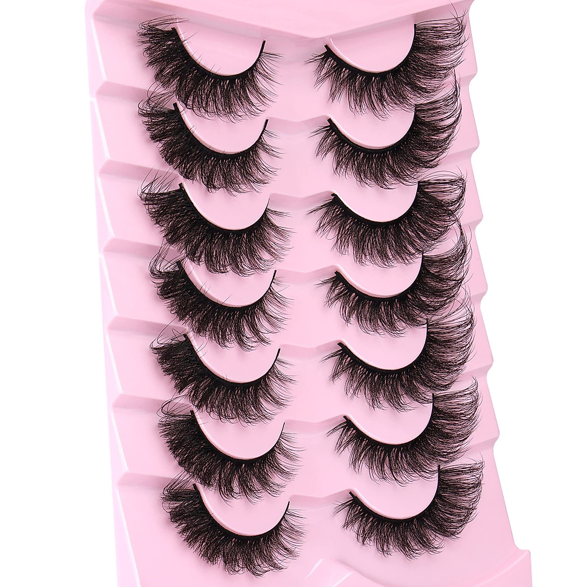 Mink Lashes Fluffy False Eyelashes Wispy Cat Eye Lashes Strip 20MM Fox 8D Dramatic Pack 7 Pairs Fake Eyelashes by Ruairie