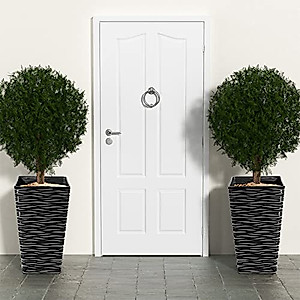 QCQHDU 2 Pack Tall Planters,16.5 Inch Square Tapered Flower Pots Outdoor Indoor Tree Planter, Modern Wavy Finish Decorative Planters for Front Porch Home Garden Patio (Black)…