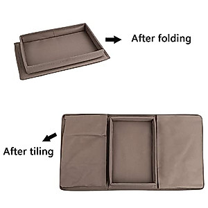 Sofa Armrest Organizer with Cup Holder, Non-Slip Armchair Caddy TV Remote Control Holder Sofa Tray Armchairs Table Storage Bag with 4 Pockets for Cellphone Tablet Book Drinks(11.8 x 7.1x 7.1 inch)
