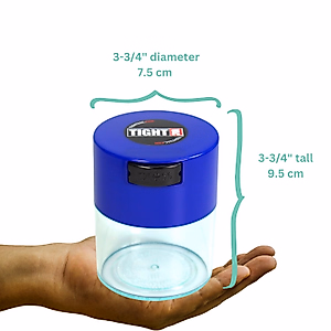 Tightvac - 1/2 oz to 3 Ounce Airtight Multi-Use Vacuum Seal Portable Storage Container for Dry Goods, Food, and Herbs - Blue Cap & Clear Body
