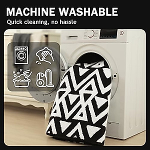 Unirea Geometric Shag Area Rugs for Bedroom Living Room, 3x5 Feet Machine Washable Small Rug Memory Foam Fluffy Carpet for Kids Room Dorm Nursery Bedside Play Mat Accent Home Decor, Black