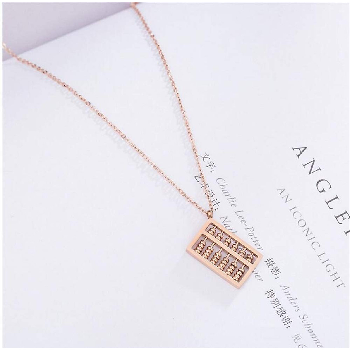 XIGUA MELON Rose gold titanium steel necklace new wishful abacus clavicle necklace