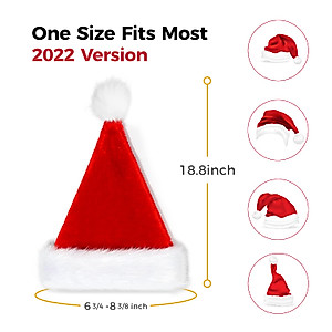 BOSONER Santa Hat, Unisex Velvet Comfort Christmas Hat, Extra Thicken Classic Fur for Christmas New Year Festive Holiday Party Supplies