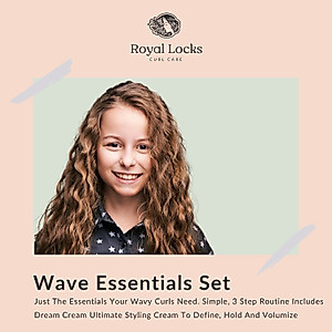 Royal Locks Wave Essentials Set | Clean Curls Shampoo, Curl Quench Conditioner, Dream Cream Curl Cream | Cleanses, Conditions, and Enhances Volume + Tames Frizz (7.5 fl oz, 12 fl oz, 8.5 fl oz)