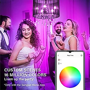 Sengled Smart Light Bulbs, LED Candelabra Bulbs E12 Base, Smart Bulbs That Work with Alexa Google, Dimmable, 5W (40W Equivalent) 450LM, No Hub Required, Only 2.4GHz WiFi Support, 2 Pack