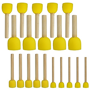 20 PCS Round Sponges Brush Set Kids Painting Tools - Pistha Sponge Painting Stippler Set DIY Painting Tools in 4 Sizes for Kids (Yellow)
