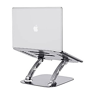 KBREE Aluminum Alloy Laptop Stand, Lifting and Foldable Desktop Riser with Cooling Function for Tablet Support, Adjustable, Multi-Angle Notebook Riser ,Compatible with All Laptop 10-15.6 Inches-Grey