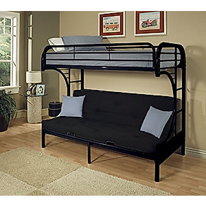Acme Furniture Eclipse Twin XL Over Queen and Futon Bunk Bed in Black