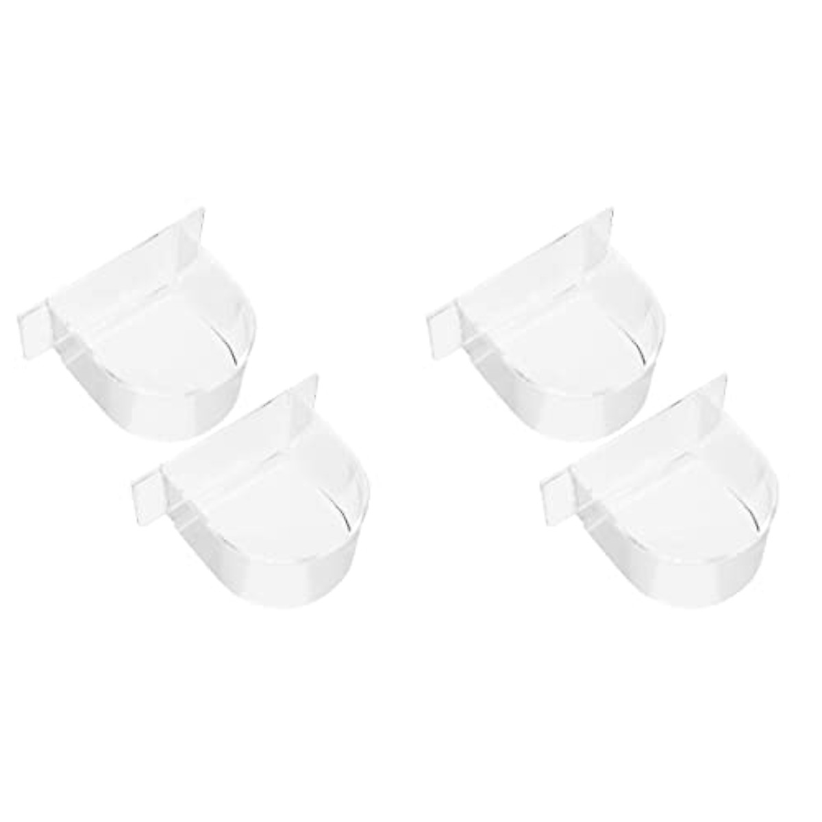 Mipcase 4pcs Bird Cups, Budgerigar Bowl, Animal Feeders Trough Winged Feeders, Cages for Conure Bowls, Thickened Cup Spillage Accessorytransparent Pet Small Canary Accessory Parrot Seeds