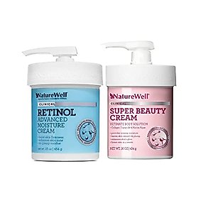 NatureWell Clinical Retinol + Super Beauty Bundle, Retinol Advanced Moisturizer + Super Beauty Moisturizer, Non-Greasy, Ultimate Hydration, For Face & Body, 16 Oz Each