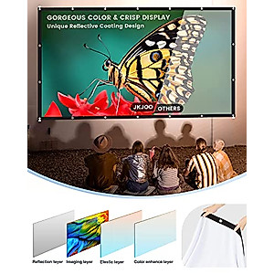 JKJOO 120 Inch Projector Screen 16:9 HD 4K Foldable Crease-Resistant Projection Screen Portable Movie Screens for Projectors Outdoor /Home Theater Support Front Rear Projection
