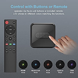 BESTISAN , 100 Watt HDMI Sound Bars for TV with Built in Subwoofer Home Theater System (32 inch, Sub Out Port, Bluetooth 5.0, 3 Audio Modes, Bass Adjustable, Wall Mountable, 2022 Upgraded)