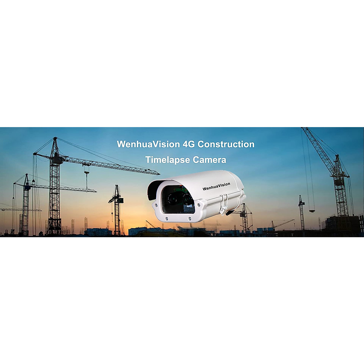 WenhuaVision Industrial 5.0MP Solar 4G Long Term Construction Time Lapse Camera Outdoor, Best time Lapse Camera for Plants, Parking Remote Monitoring. Super Star Night Vision WH_5M0FGSN_BSS16