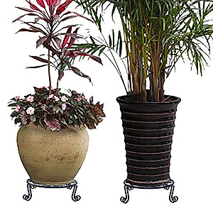 Black Plant Stand for Flower Pot Heavy Duty Potted Holder Indoor Outdoor Metal Rustproof Iron Garden Container Round Supports Rack for Planter Bronze, Pumpkin Stand Outdoor