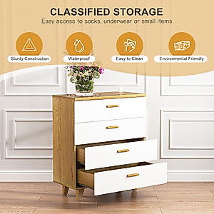 CIPACHO White 4 Drawer Dresser for Bedroom, Modern Wood Storage Chest of Drawers for Nursery, Living Room,Kid Room (4 Drawer)