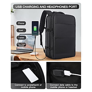 VGCUB Carry on Backpack,Large Travel Backpack for Women Men Airline Approved Gym Backpack Waterproof Business Laptop Daypack with Shoe Compartment, Black