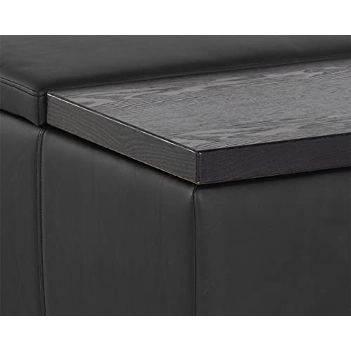 Aldo Lift Top Storage Ottoman Black - Black Wood