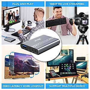 MYPIN 4K 60fps Audio Video HDMI Game Capture, Live Gamer Portable Pass-Through 4K Full HD 1080P 60fps USB3.0 Capture Card Ultra Low Latency Record Stream for Xbox, PlayStation, Nintendo Switch