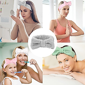 SONSENAI Bow Hair Band - 4Pack Soft Carol Fleece Hairlace Headbands for women Makeup Shower Headband Headwraps for Washing Face Spa Mask(Multi-colored 3)