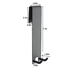 KOHUIJOO Shower Door Hooks, 7-Inch Over Door Hooks for Bathroom Frameless Glass Shower Door Stainless Steel Towel Hooks Heavy Duty Rack Hooks for Robe,Towel, Drilling-Free 2pcs (Long Black)