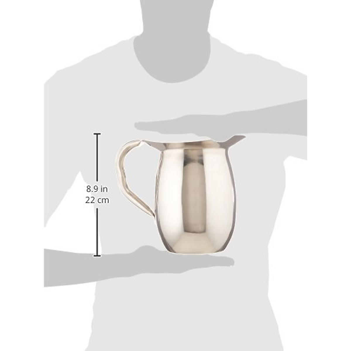 Winco WPB-2C Deluxe Bell Pitcher with Ice Catcher, 2-Quart, Stainless Steel