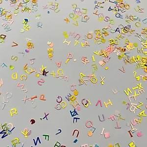 4000 Pcs 6mm Alphabet Letter Glitter Holographic PVC Confetti for Handicrafts, Nail Art, Card DIY, Wedding Bridal Shower Birthday Valentines Party Decorations (Holographic Mixed)
