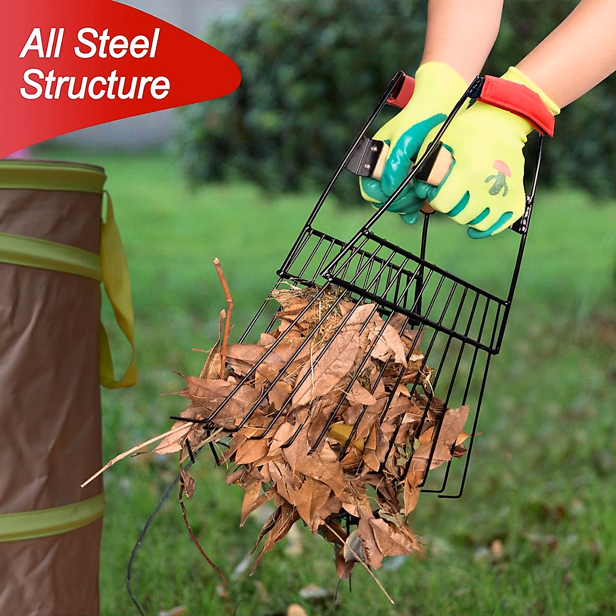 Colwelt Steel Leaf Scoops and Claws, Rugged Steel Leaf Scoop for Lawn and Garden Cleanup, Large Sized Leaf Grabber for Larger Pickup Capabilities(Steel, not Plastic)