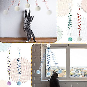 Woanger 4 Pcs Cat Spring Toys Hanging Cat Toy Hanging Door Interactive Cat Toys Cat Ball Toys with Bell Long Tail Stretchable Soft Plush Cat Teaser Toy for Kitten Chase Play and Kill Time, Gradient