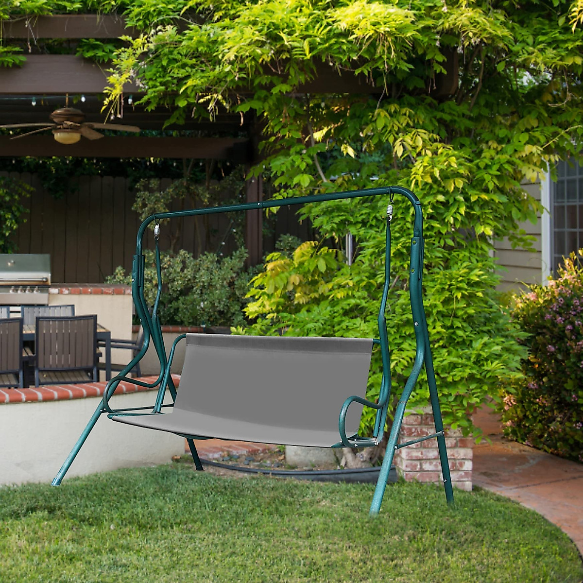 Replacement Garden Swing Seat Cover, Waterproof Outdoor Swing Seat Protection Cover Durable 600D Oxford Fabric Waterproof Swing Chair Cover Grey - 115 * 48 * 48 cm