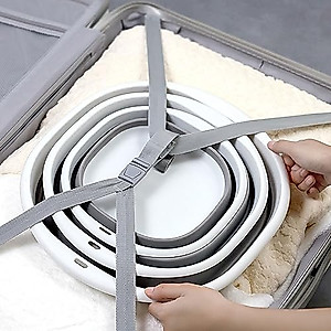 TAMUNI Folding Basin， Folding Wash Basin Portable Laundry Tub Hanging Bathroom Sink Travel Hiking Picnic Cleaning Tool Bathroom Products