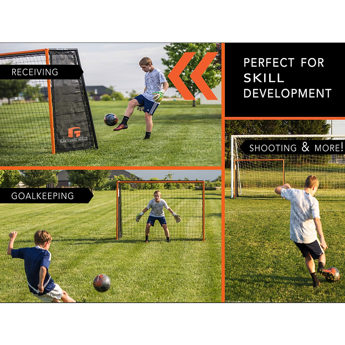 Goalrilla Striker Soccer Rebound Trainer with Double-Sided, Ultra-Responsive Rebounding Net and Goal, Large