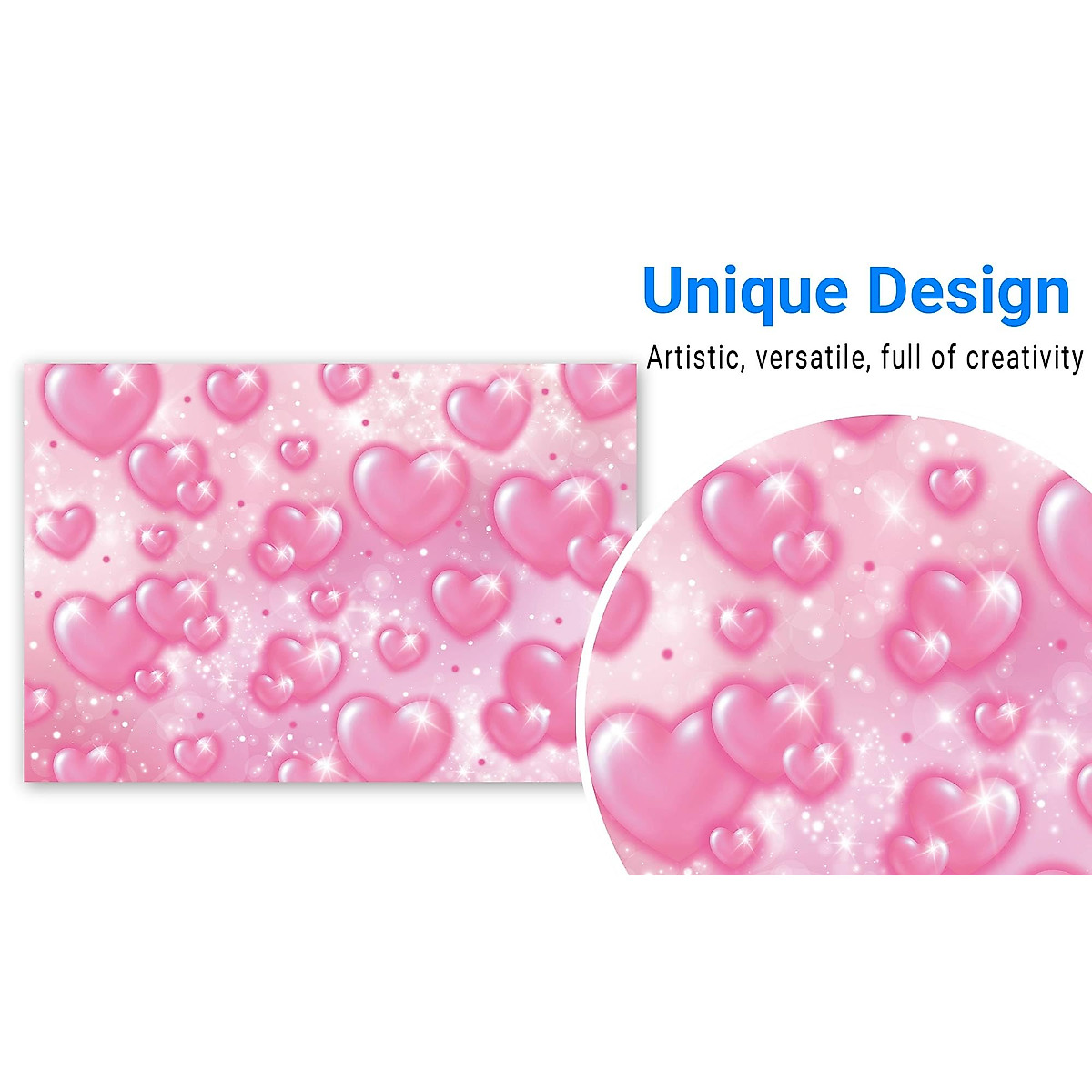 Funnytree 82" x 59" Early 2000s Photography Backdrop Pink Hearts Romantic Valentine's Background Baby Shower Birthday Girl Party Banner Day Decor Supplies Portrait Props Photobooth Gift