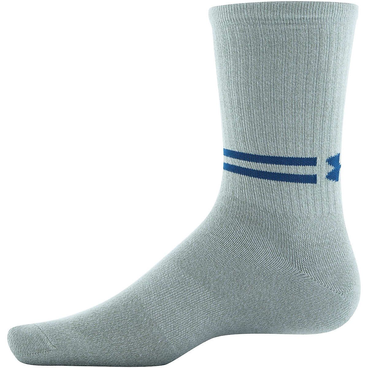 Under Armour Men's Essential Crew Socks, 6-Pairs, Khaki Gray/Khaki Gray/Deep Sea, Medium