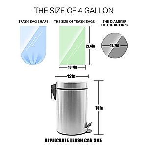 4 Gallon 330pcs Strong Trash Bags Colorful Clear Garbage Bags, Bathroom Trash Can Bin Liners, Small Plastic Bags for home office kitchen, fit 12-15 Liter, 3,3.5,4.5 Gal,Multicolor