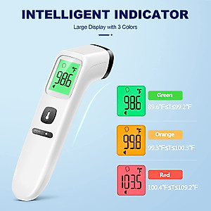 Non-Contact Thermometer for Adults and Kids, Digital Forehead Thermometer with Fever Alarm, Silent Mode and 35-Set Memory, Forehead/Object 2 in 1 Mode, FSA/HSA Eligible Thermometer 01