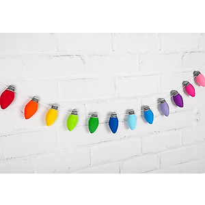 Whaline 6.6Ft Christmas Felt Light Garland Banner 12 Colors Light Bulbs Shape Rainbow Banner Xmas Colored Decorative Bunting Garland for Xmas Tree Christmas Party Holiday Home Mantel Wall Decoration