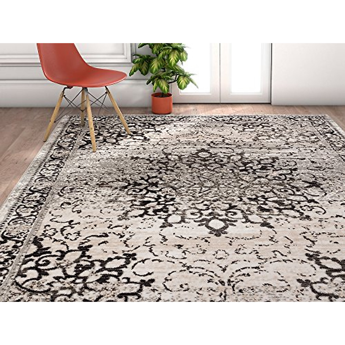 Well Woven Amba Sultana Traditional Distressed Oriental Grey Area Rug 7'10" x 9'10"